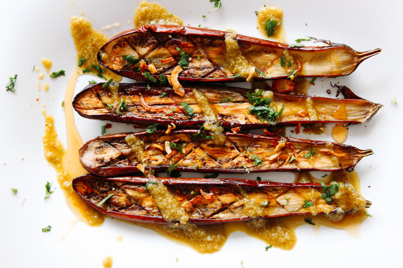 Roasted Eggplant With BasBaas Coconut Cilantro Chutney - Mantry Inc.