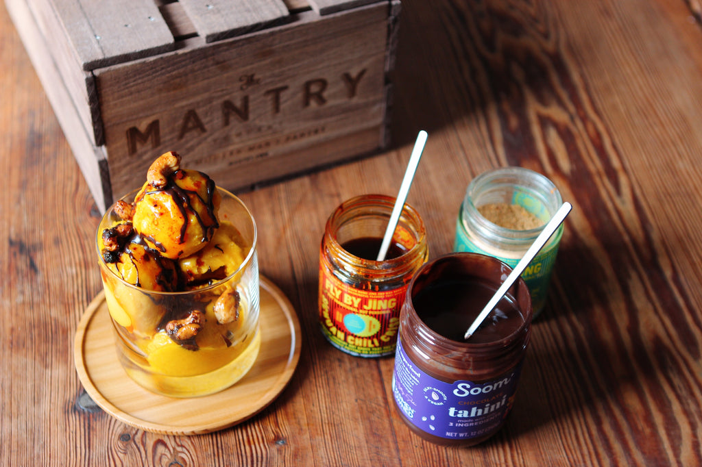 Mango Chili & Chocolate Tahini Sundae With Mala Cashews - Mantry Inc.